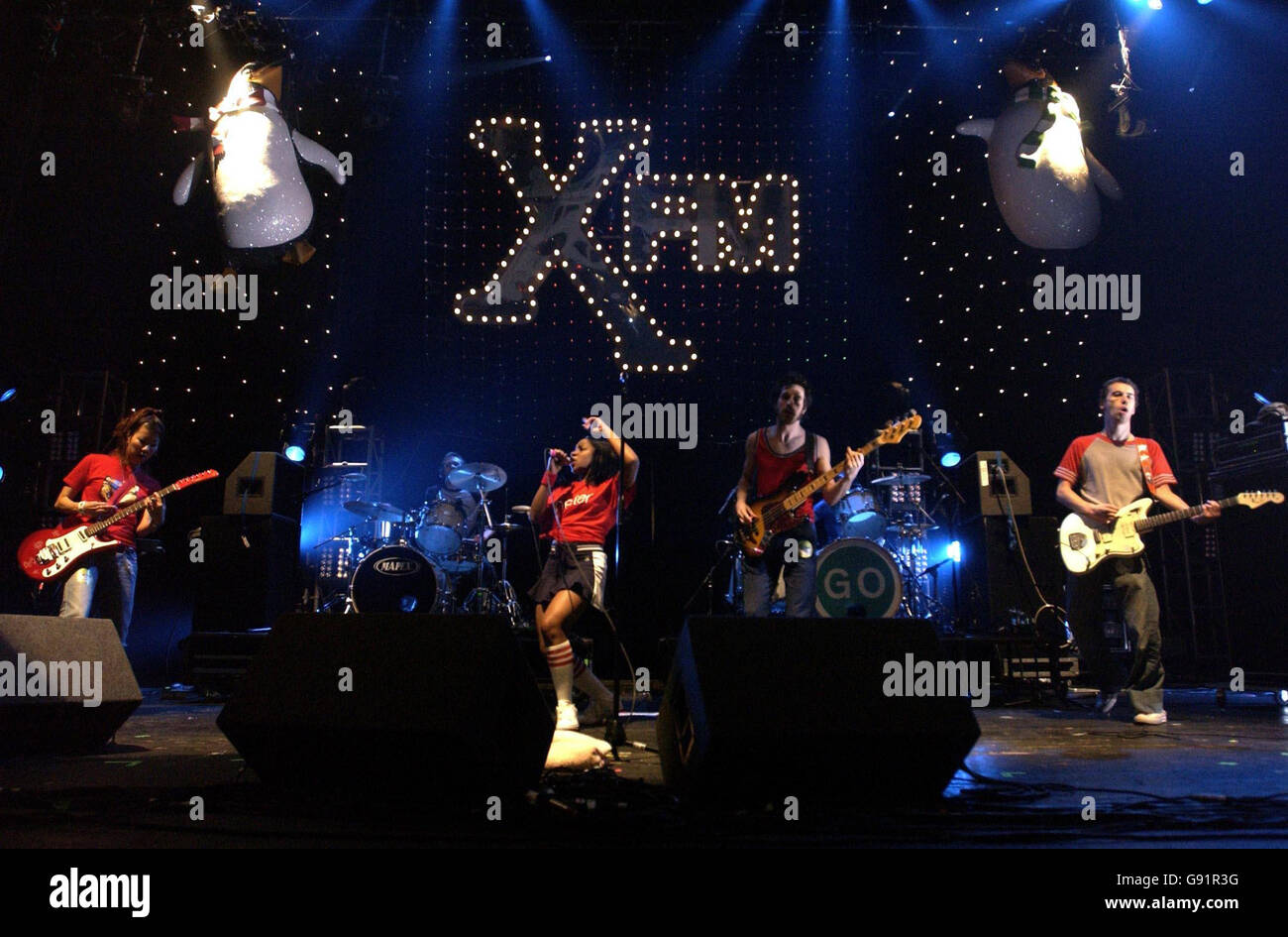 The Go! Team perform on stage at the Brixton Academy, London, Monday ...