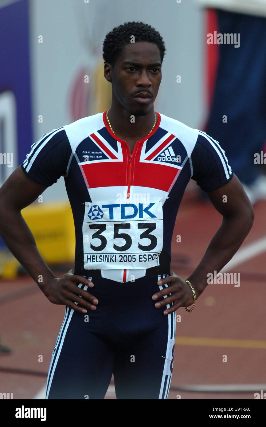 Christian Malcolm of Great Britain during the mens 200m heats Stock ...