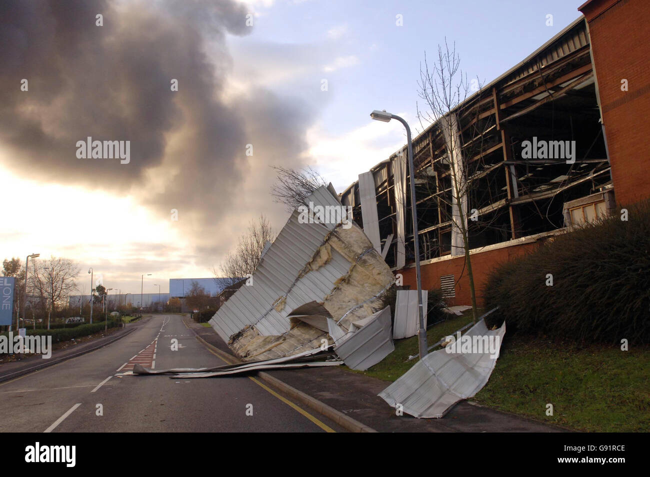 The scene near one of the fuel storage tank at the Buncefield oil depot ...