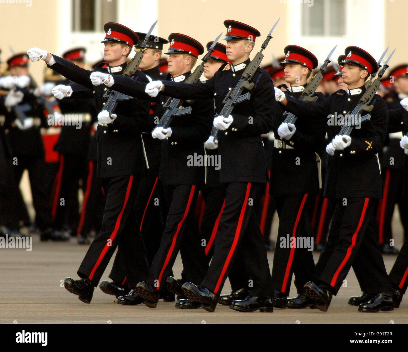 Prince Harry (front - 2nd left) marches in his first Sovereign's Parade ...