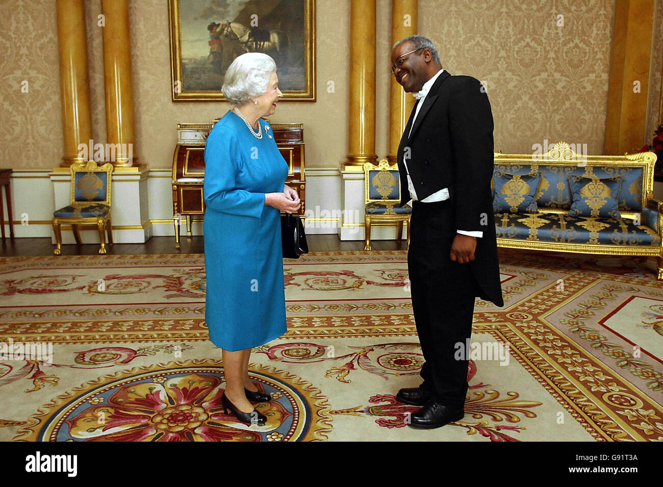 Britain's Queen Elizabeth II greets His Excellency, the Ambassador of ...