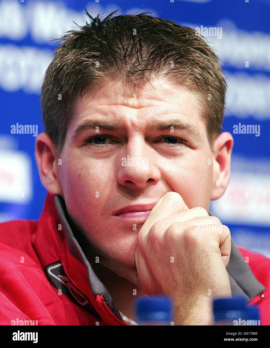 Liverpool captain Steven Gerrard speaks during a press conference at ...