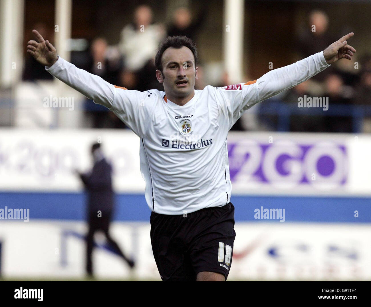 Luton Town's Ahmet Brkovic celebrates after scoring against Stoke City ...