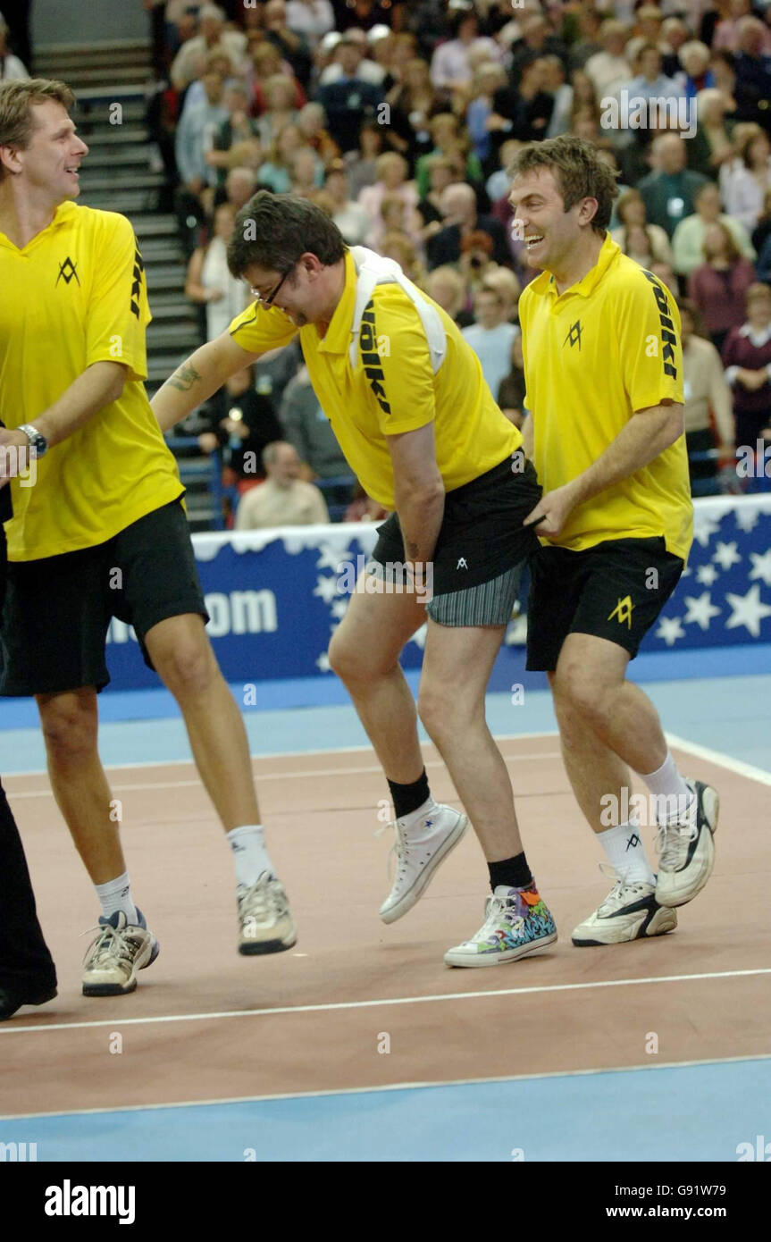Bradley Walsh (R), Joe Pasquale (centre) with Andrew Castle Looking do ...