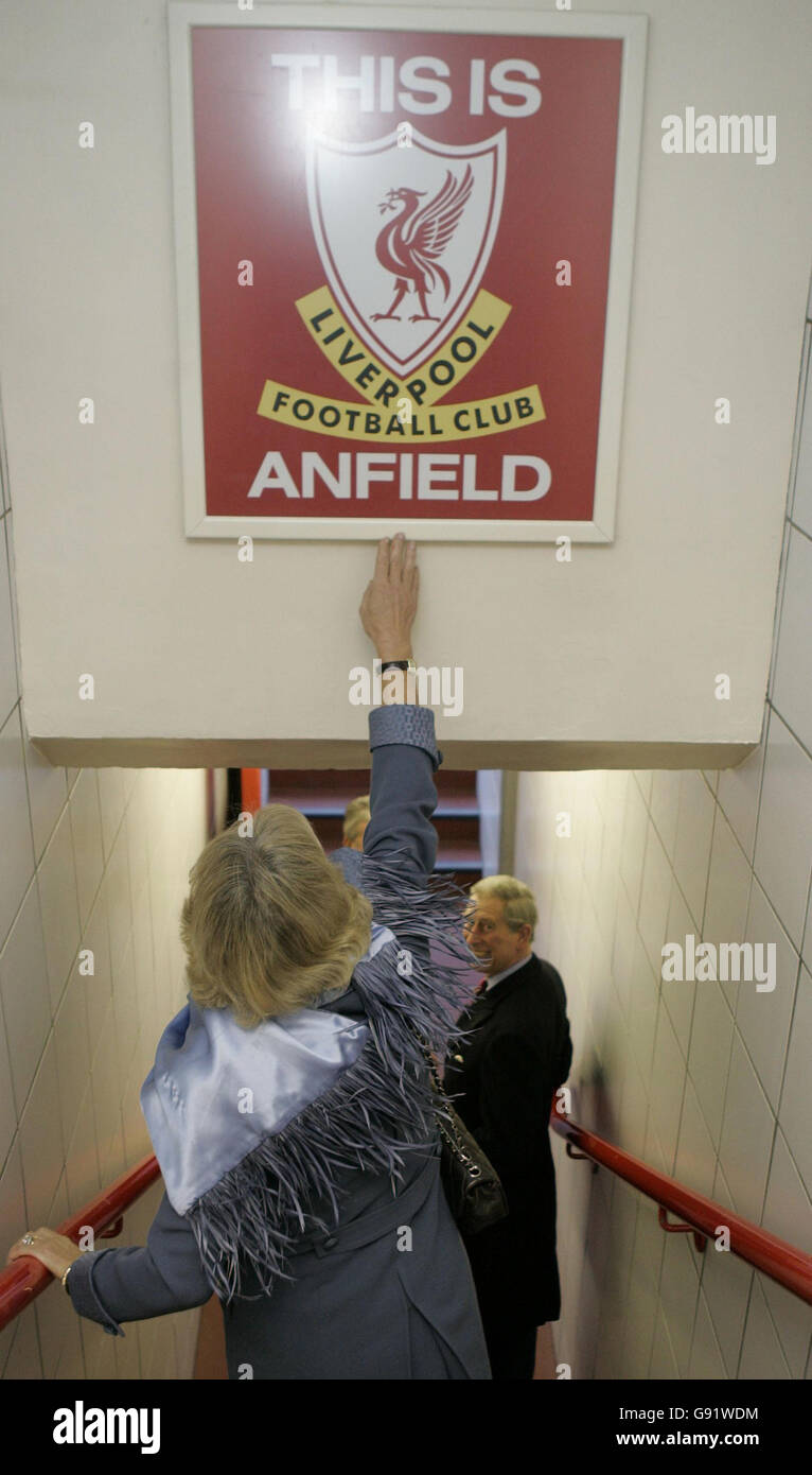 The Duchess of Cornwall follows tradition by touching the famous 'This ...