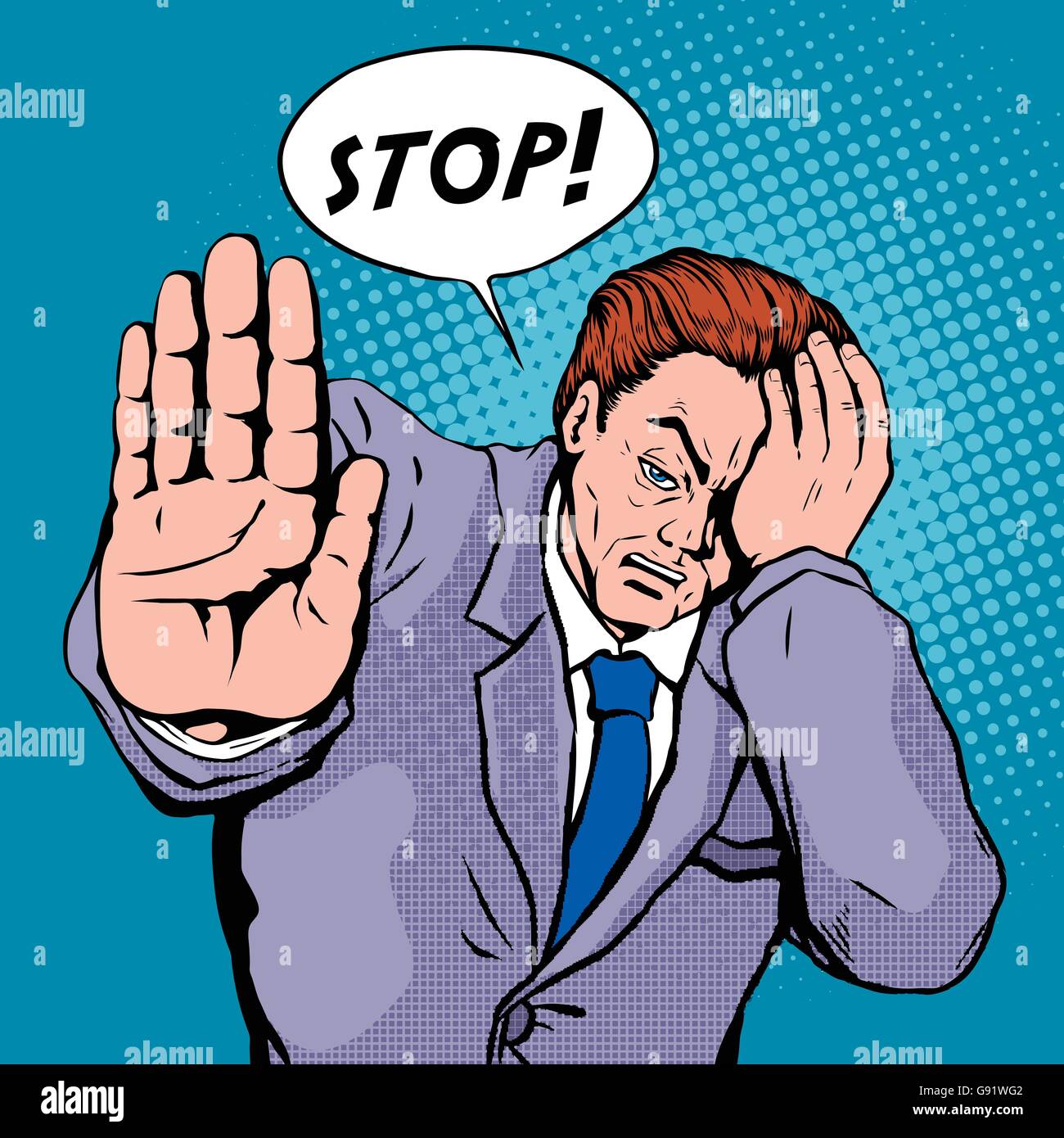 stop pop art illustration - man showing stop gesture Stock Vector Image ...