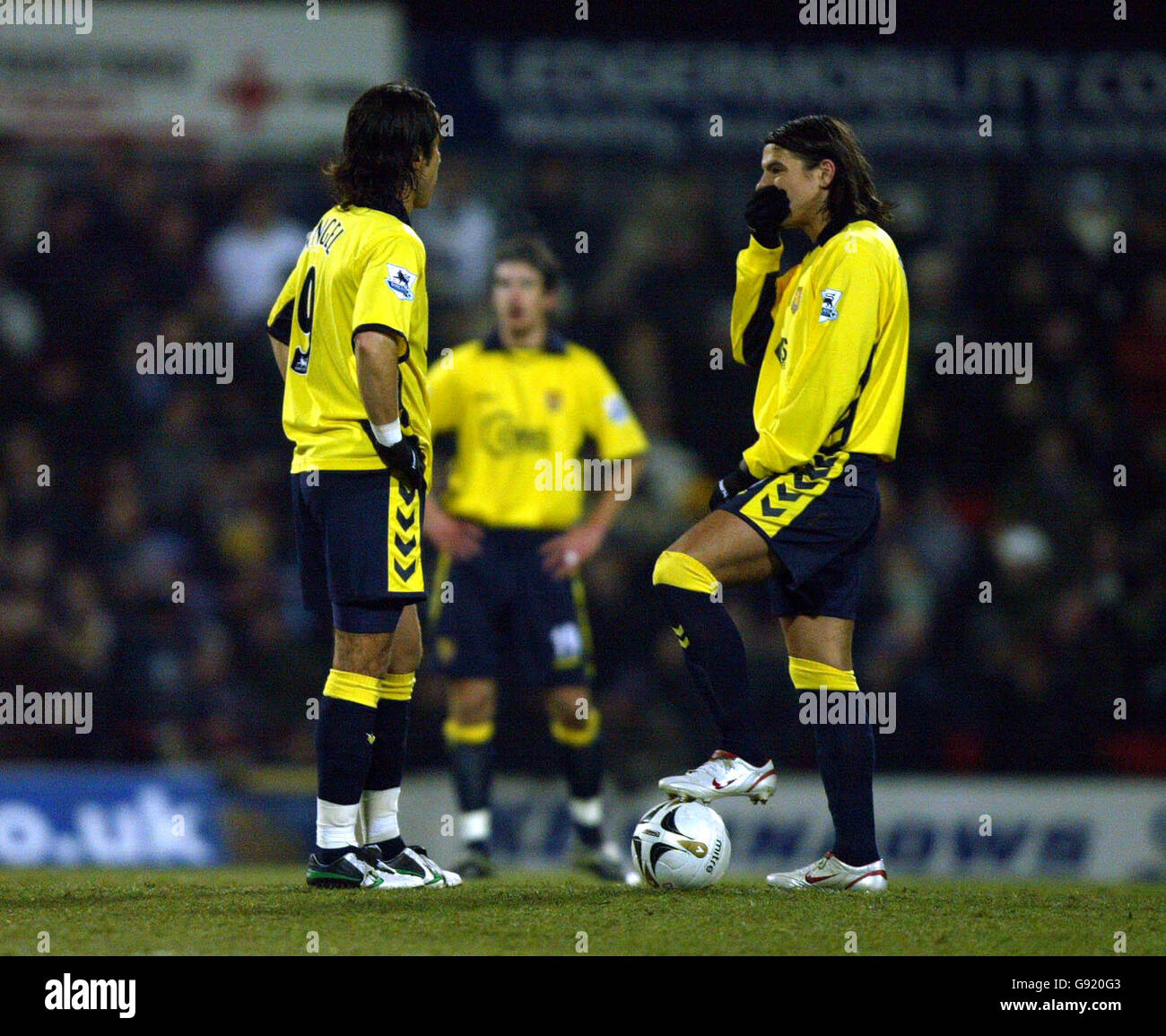 Aston Villa's Juan Pablo Angel and Milan Baros stand dejected as they ...