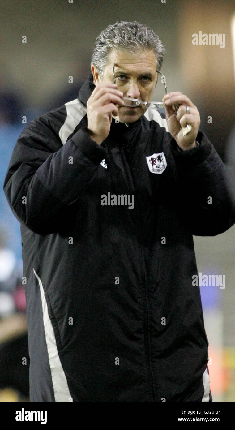 Millwall manager Colin Lee shows his dejection after the Carling Cup ...