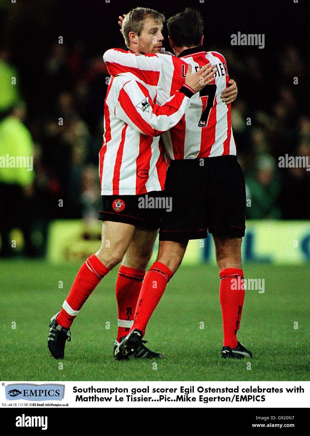 Southampton goal scorer Egil Ostenstad celebrates with Matthew Le ...