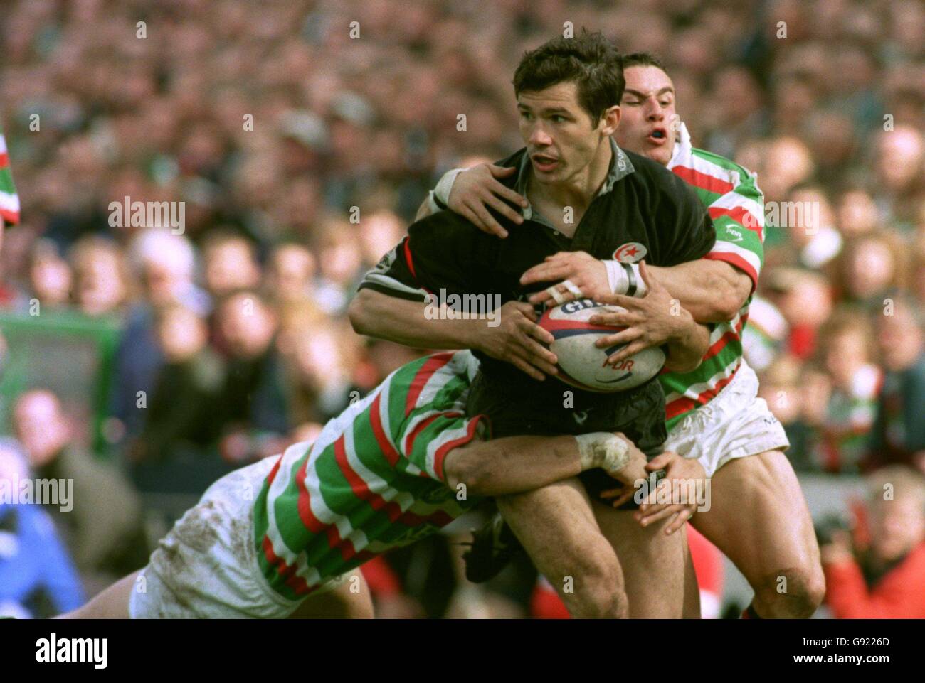 Steve Ravenscroft, Saracens and Craig Joiner, Leicester in action ...