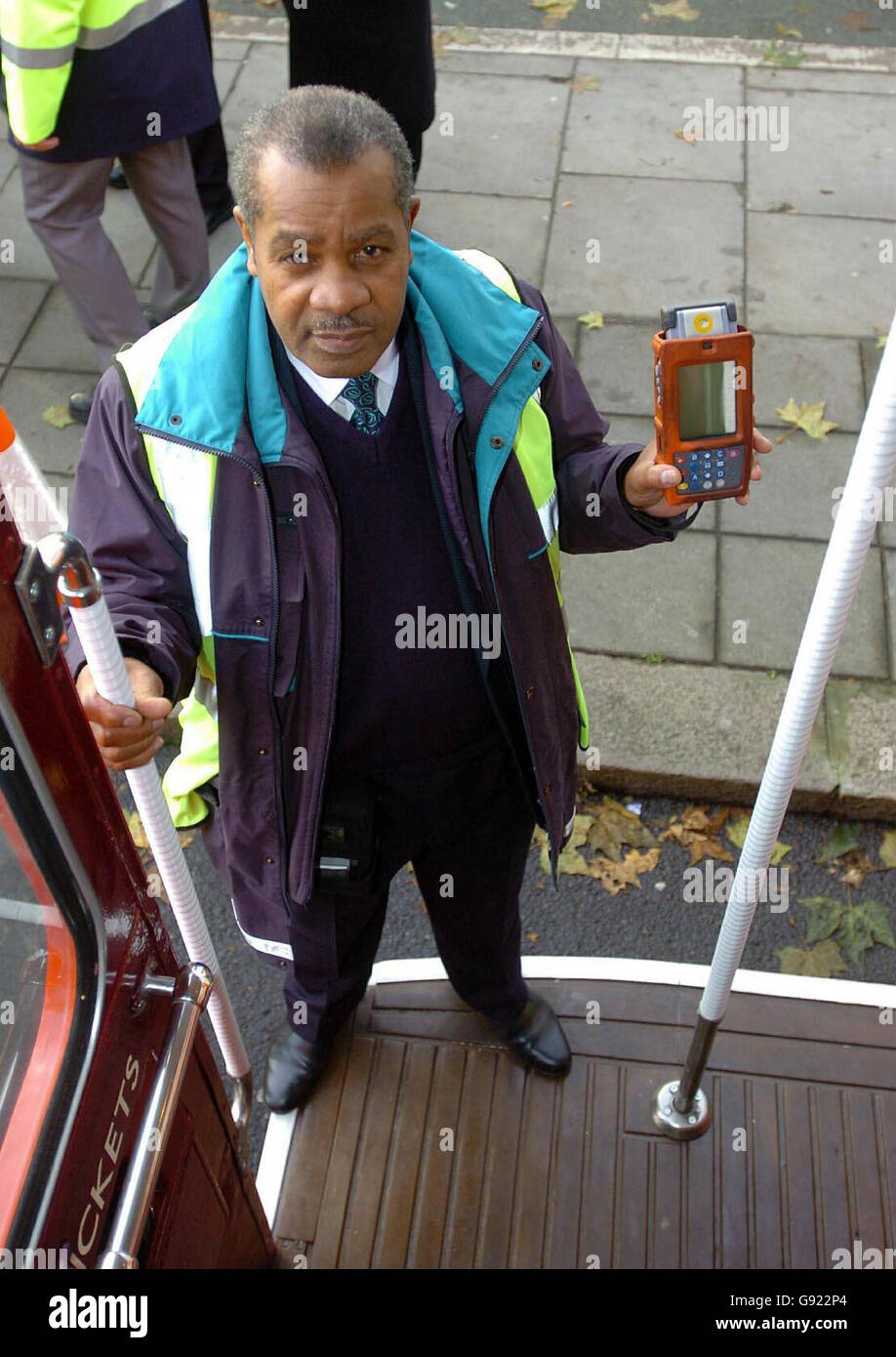 Bus conductor on routemaster hi-res stock photography and images - Alamy