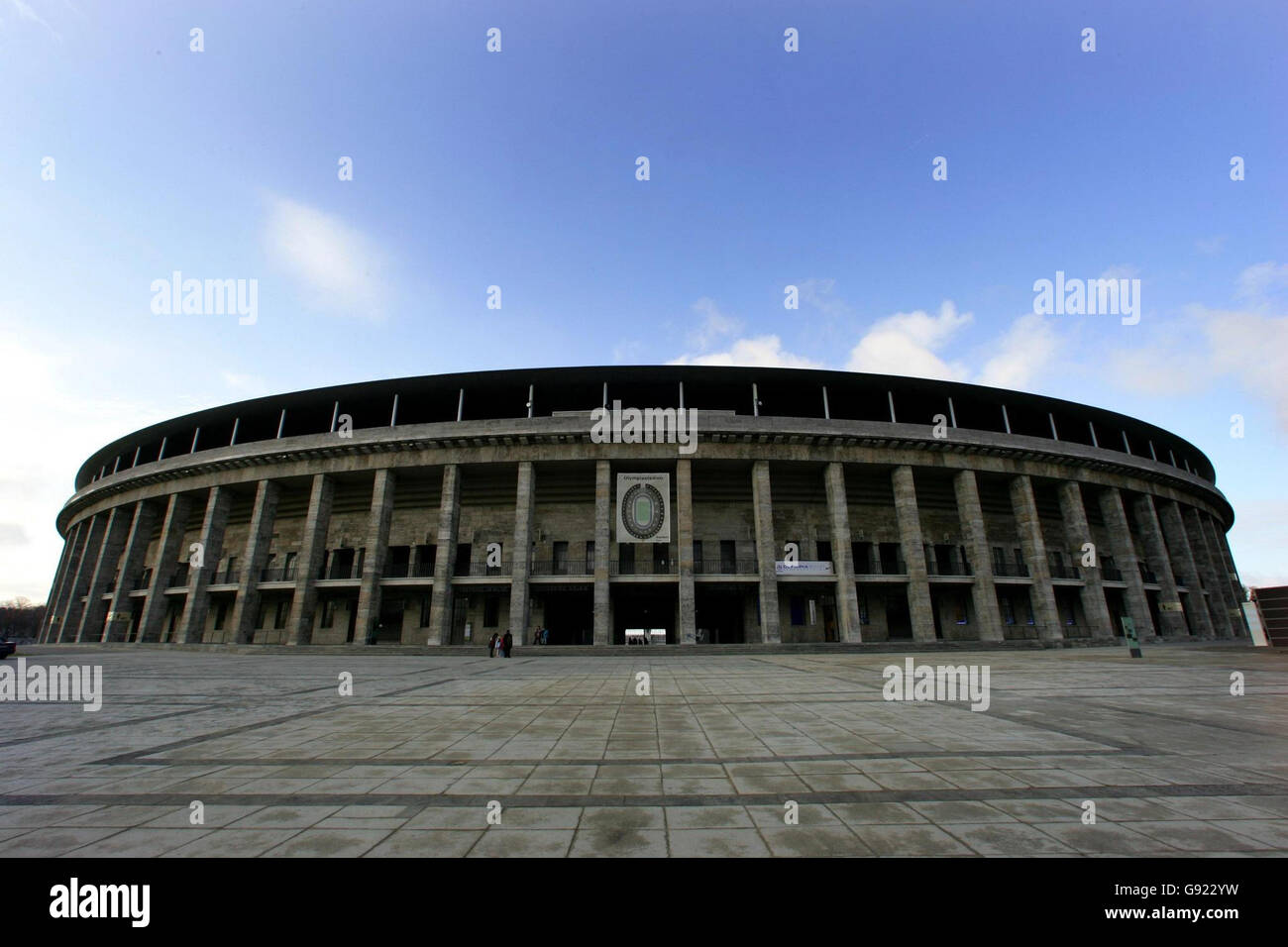 General view showing the outside of the Olympiastadion in Berlin ...