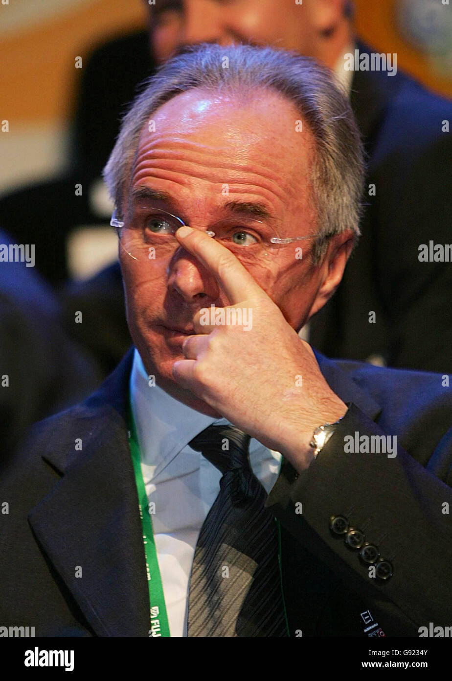 England manager Sven Goran Eriksson reacts during the draw for the FIFA ...
