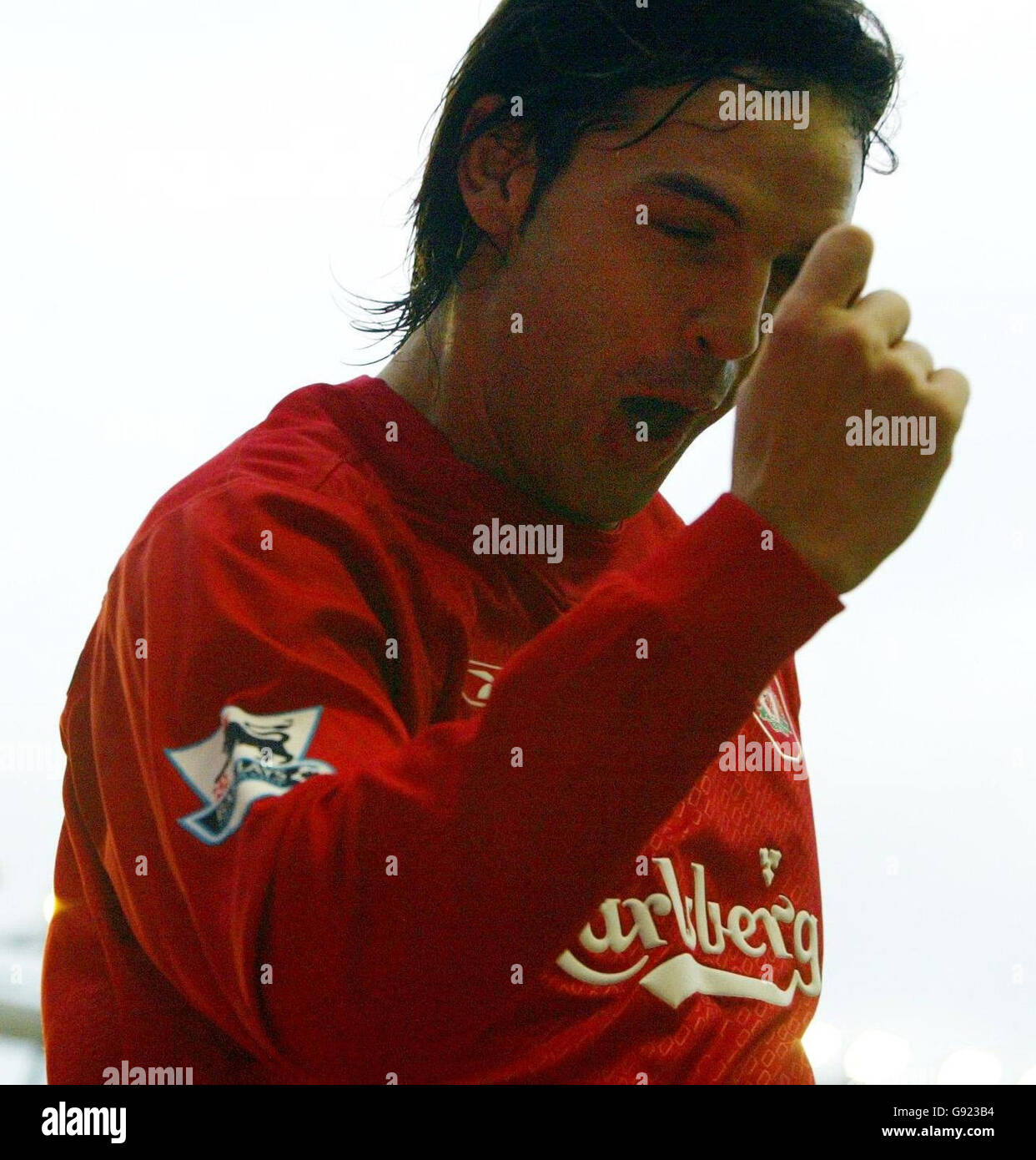 Liverpools fernando morientes celebrates scoring hi-res stock ...