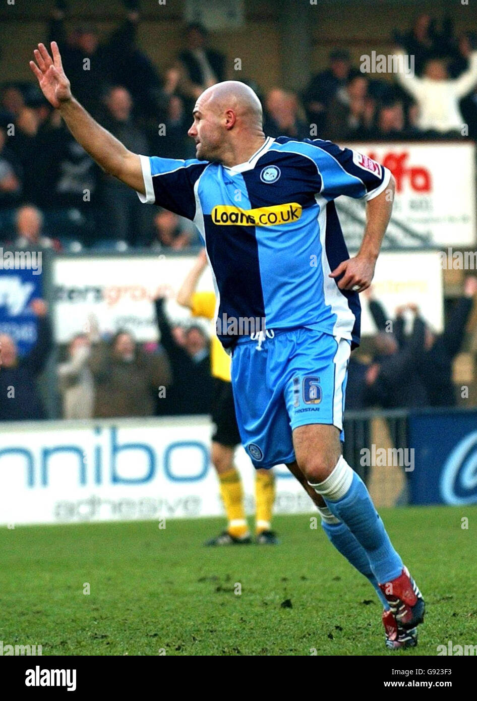 Wycombe's Tommy Mooney celebrates his goal against Rochdale during the ...