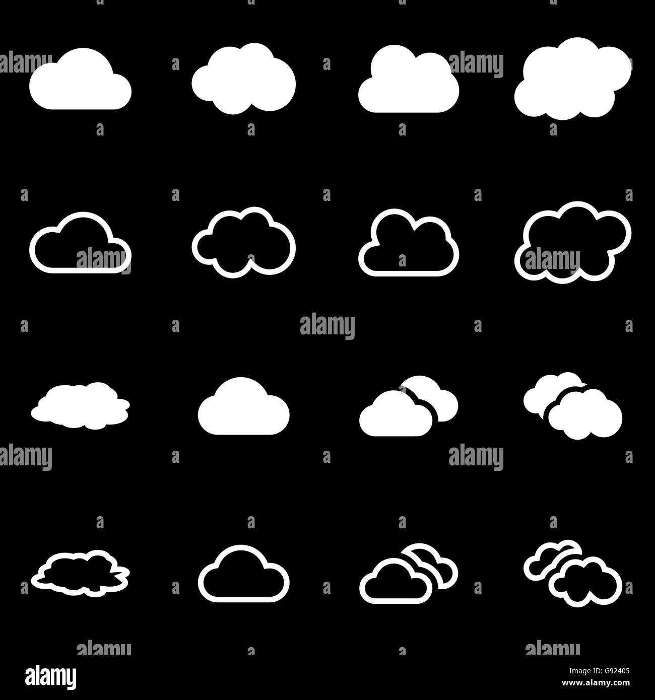 Vector white cloud icon set Stock Vector Image & Art - Alamy