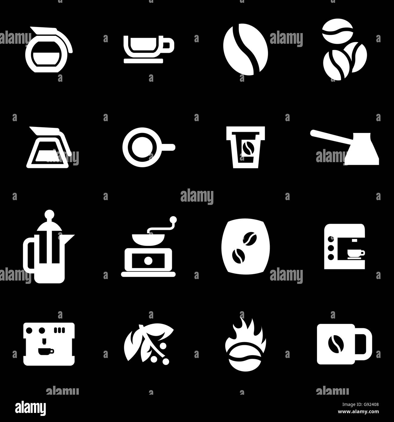 Vector white coffee icon set Stock Vector Image & Art - Alamy
