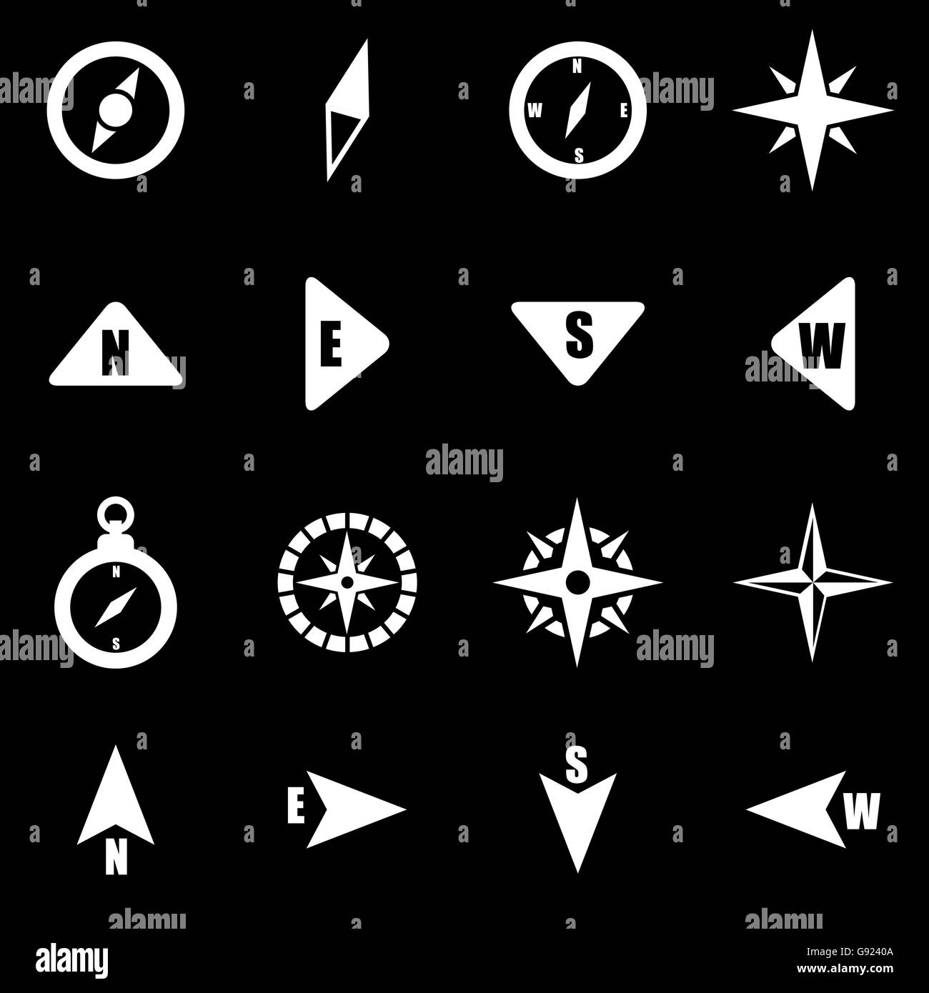 Vector white compass icon set Stock Vector Image & Art - Alamy