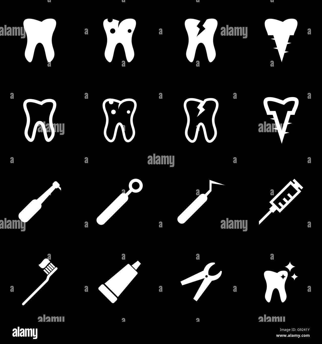 Vector white dental icon set Stock Vector Image & Art - Alamy