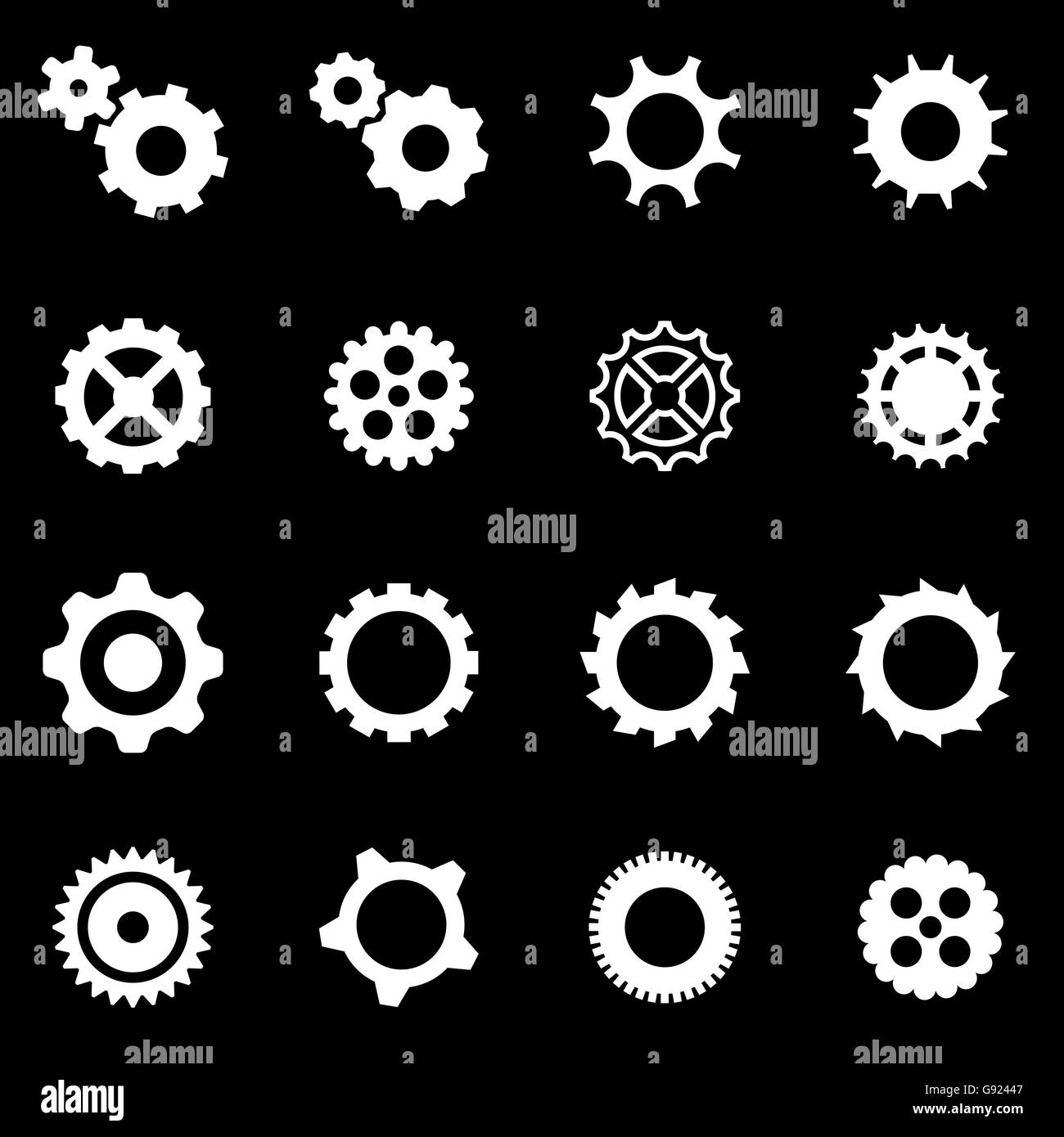 Vector white gear icon set Stock Vector Image & Art - Alamy