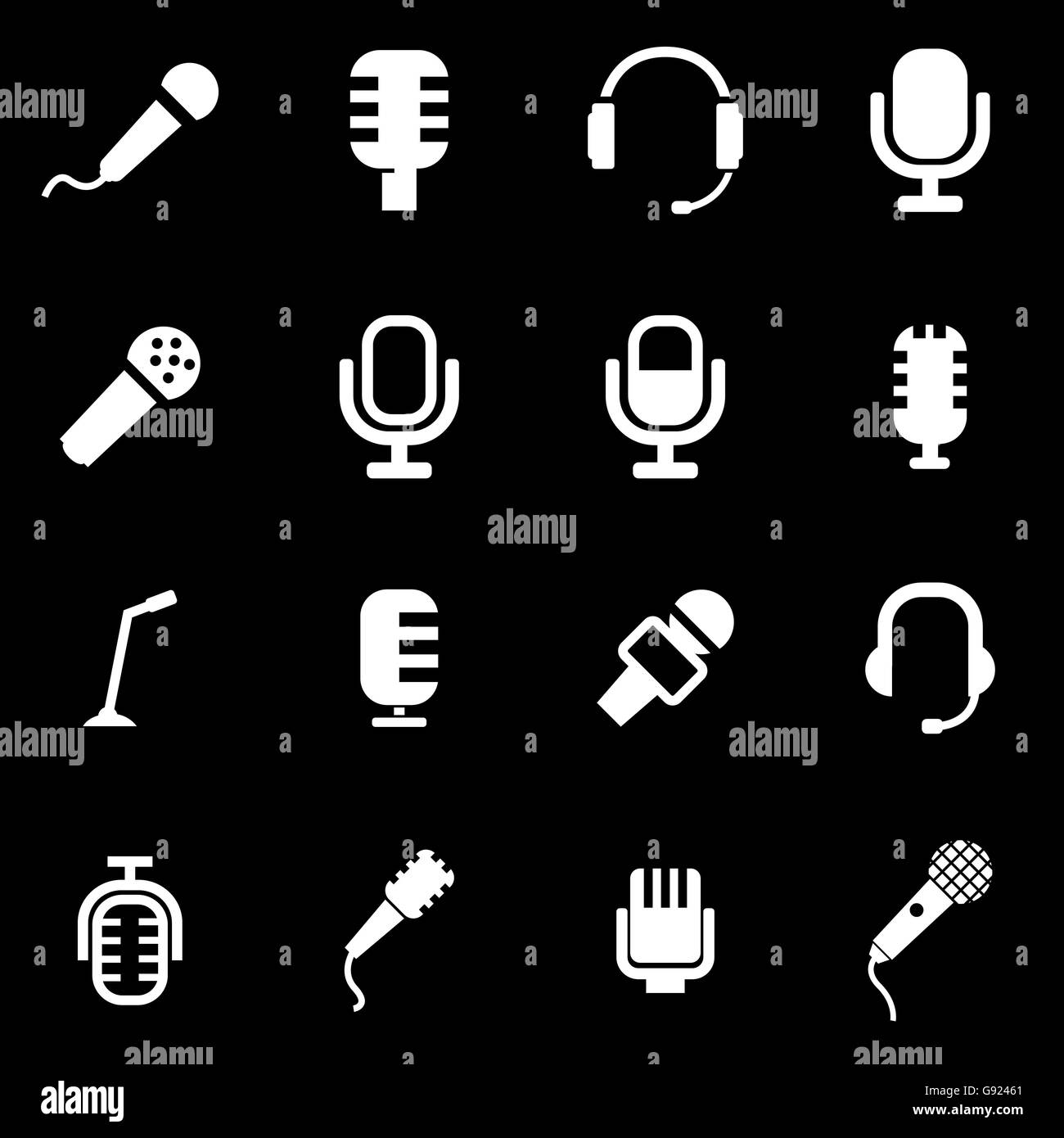 Vector white microphone icon set Stock Vector Image & Art - Alamy