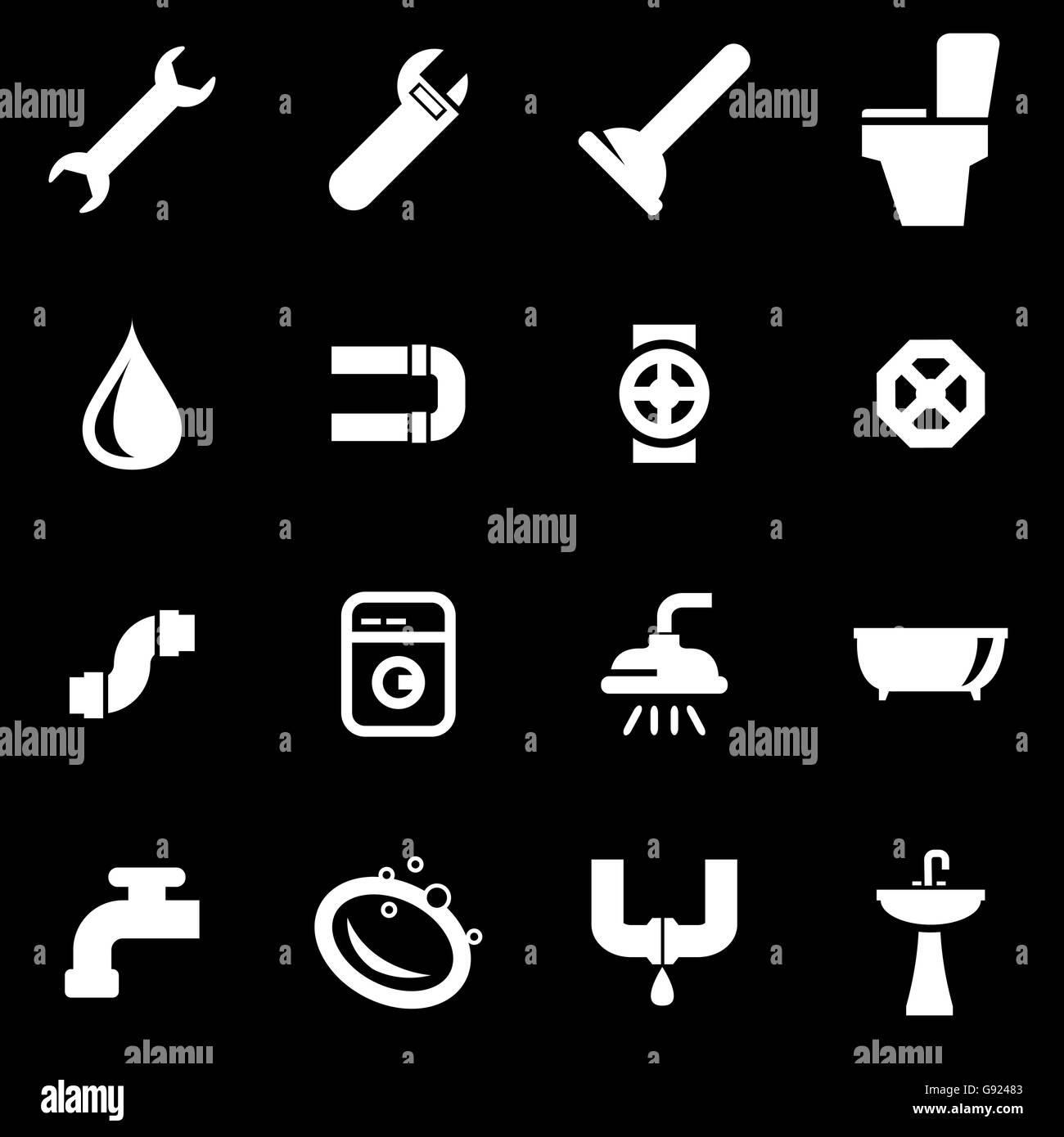 Vector white plumbing icon set Stock Vector Image & Art - Alamy