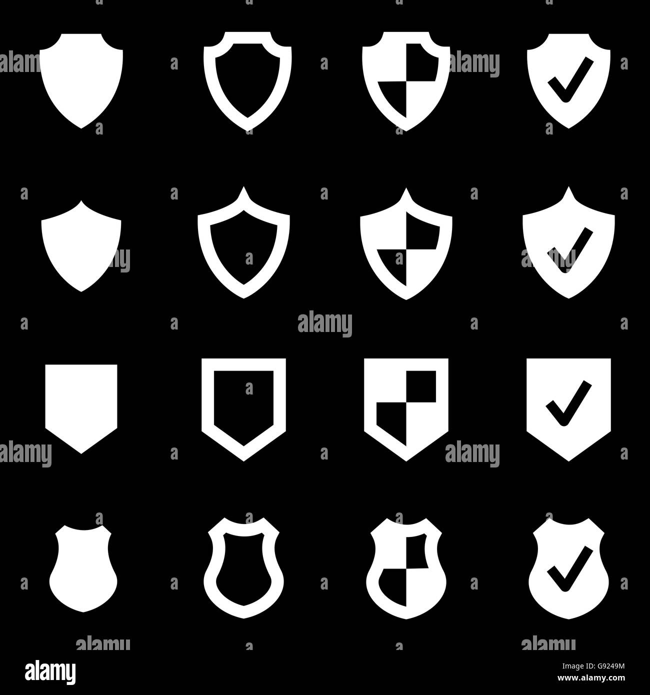 Vector White Shield Icon Set Stock Vector Image And Art Alamy