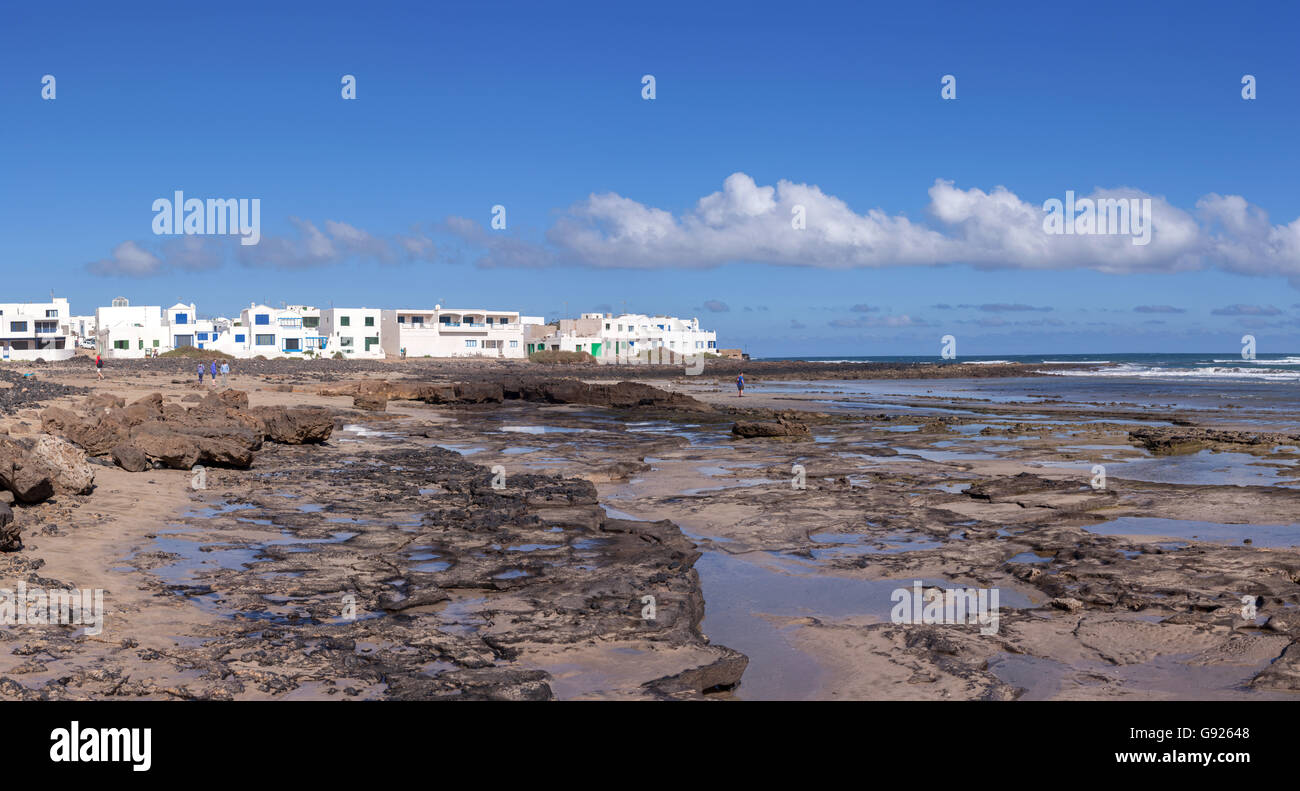 Caleta de Famara from Playa de Famara beach, Lanzarote Stock Photo - Alamy