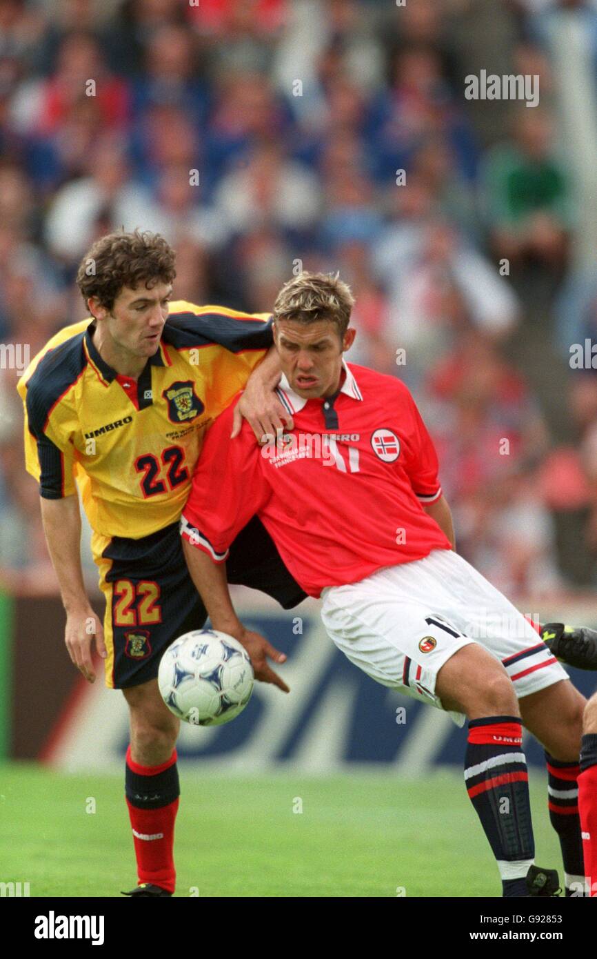 Scotlands christian dailly left norways havard flo right battle ball hi ...