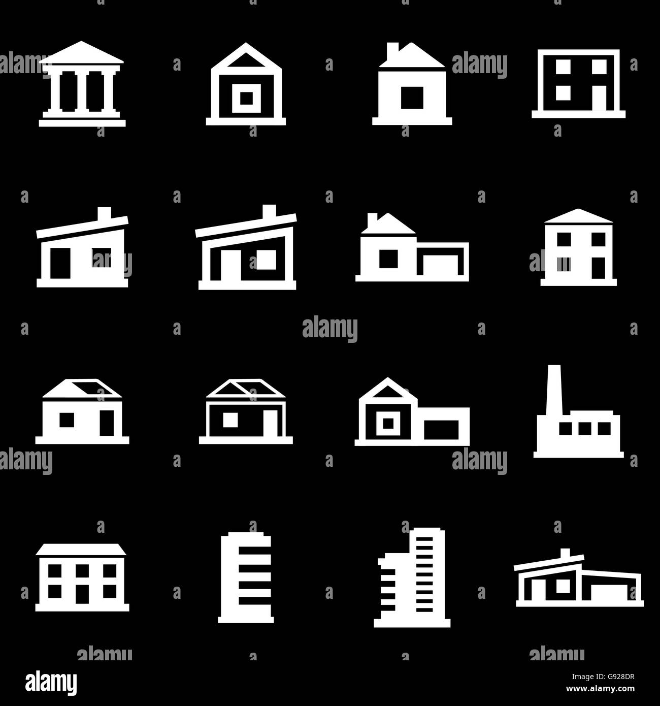 Vector white buildings icon set Stock Vector Image & Art - Alamy
