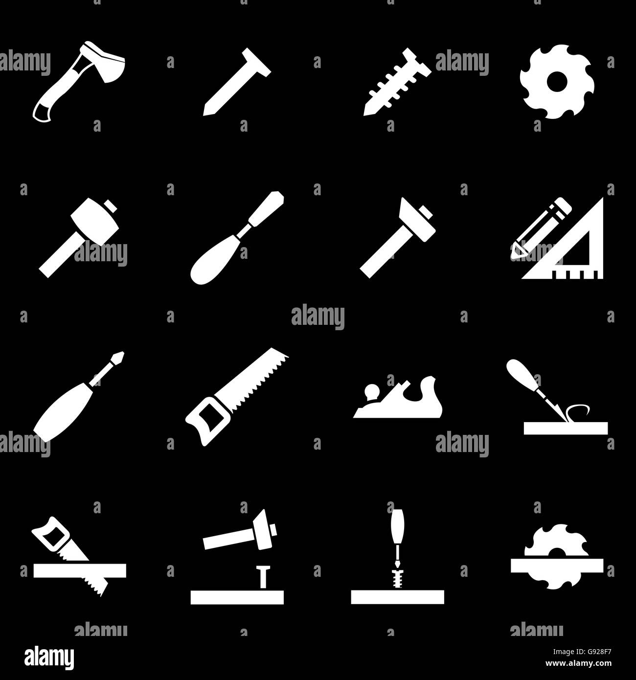 Vector white carpentry icon set Stock Vector Image & Art - Alamy