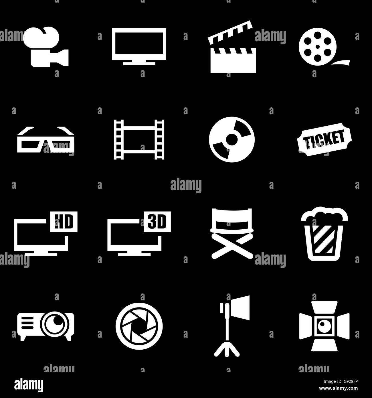 Vector white cinema icon set Stock Vector Image & Art - Alamy