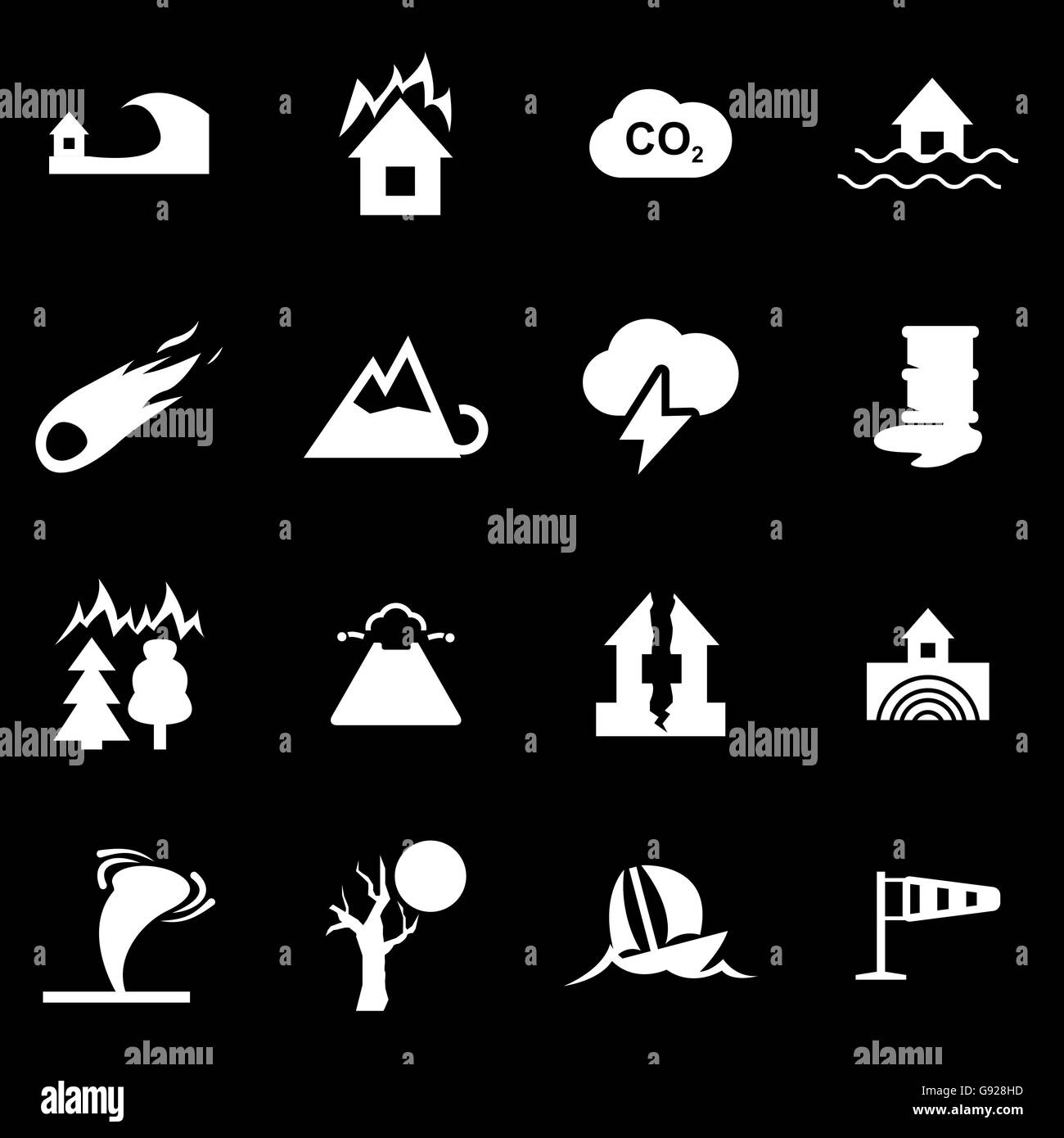 Vector black disaster icon set Stock Vector Image & Art - Alamy