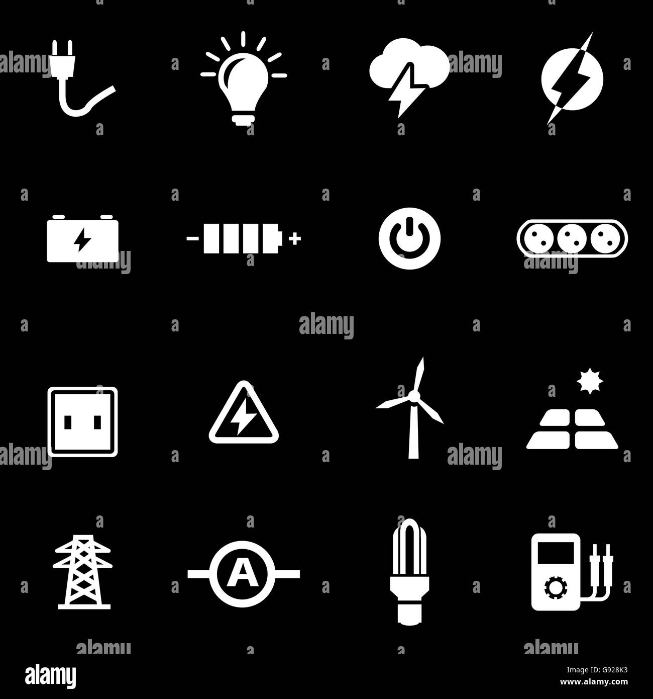 Vector white electricity icon set Stock Vector Image & Art - Alamy
