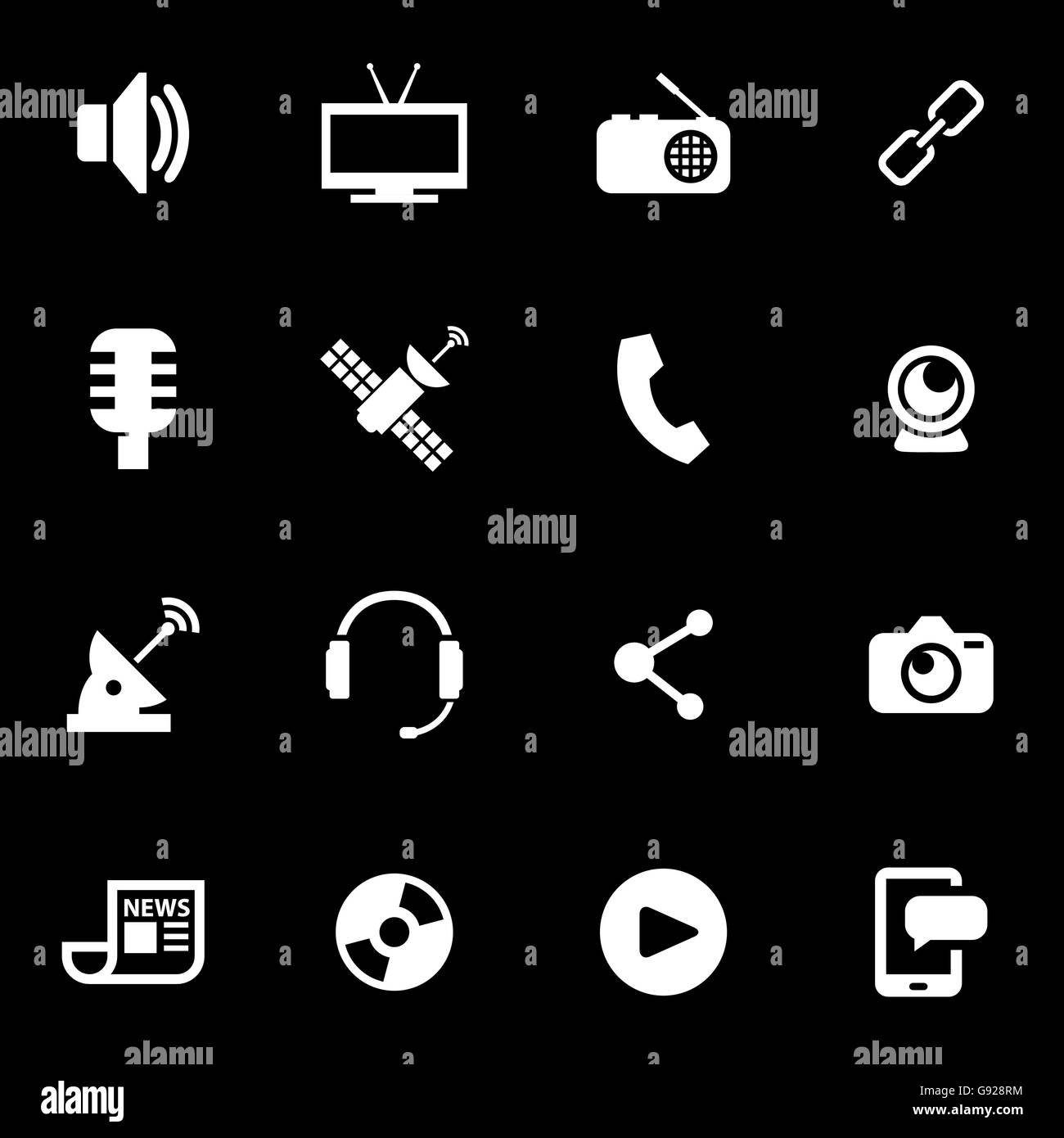 Vector white media icon set Stock Vector Image & Art - Alamy