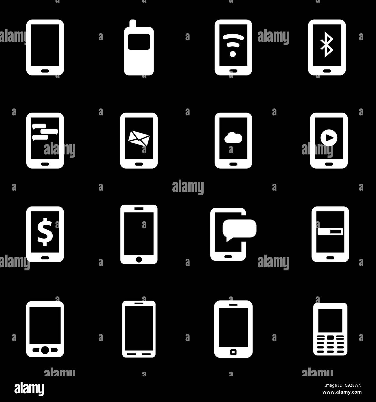 Vector white mobile icon set Stock Vector Image & Art - Alamy