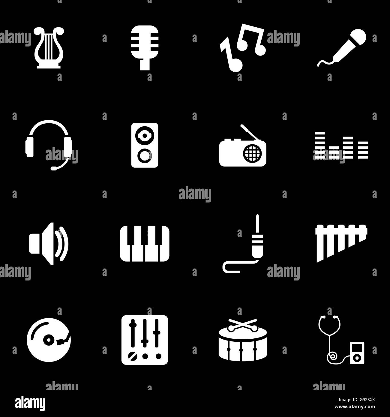 Vector white music icon set Stock Vector Image & Art - Alamy