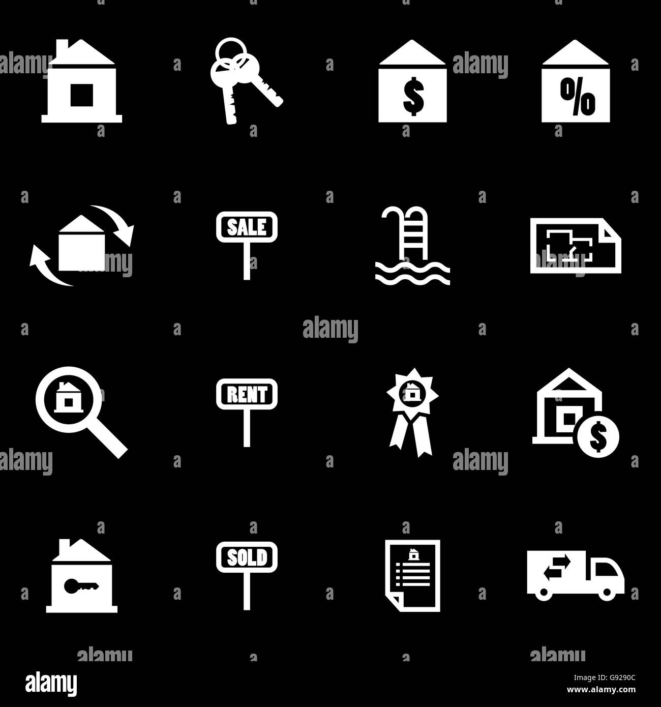 Vector white real estate icon set Stock Vector Image & Art - Alamy