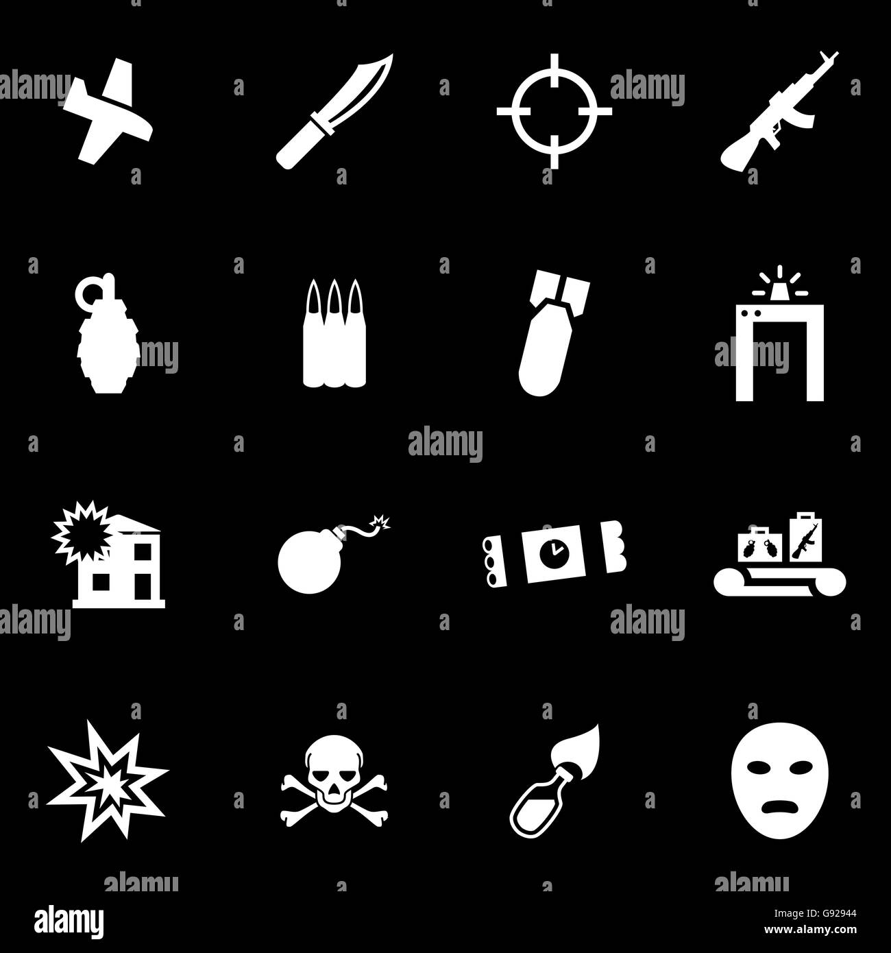 Vector white terrorism icon set Stock Vector Image & Art - Alamy