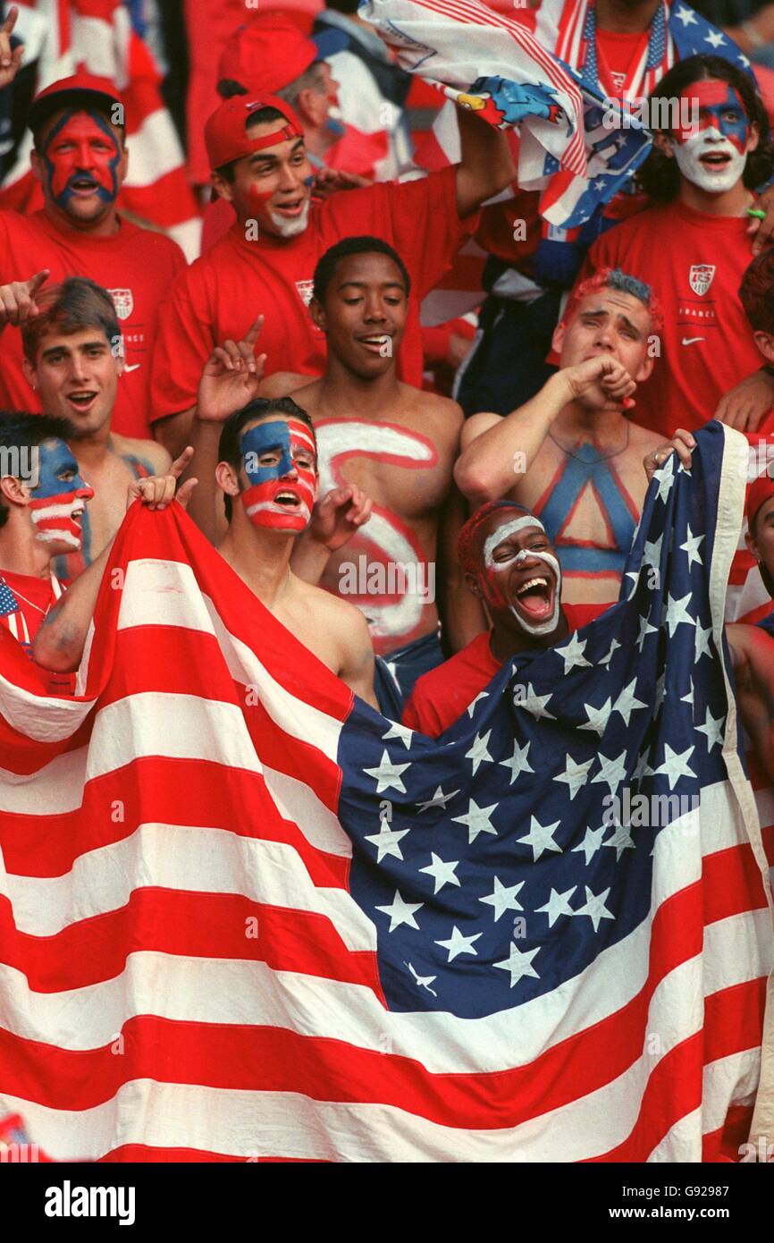 Soccer - World Cup France 98 - Group F - Germany v USA. USA fans with ...