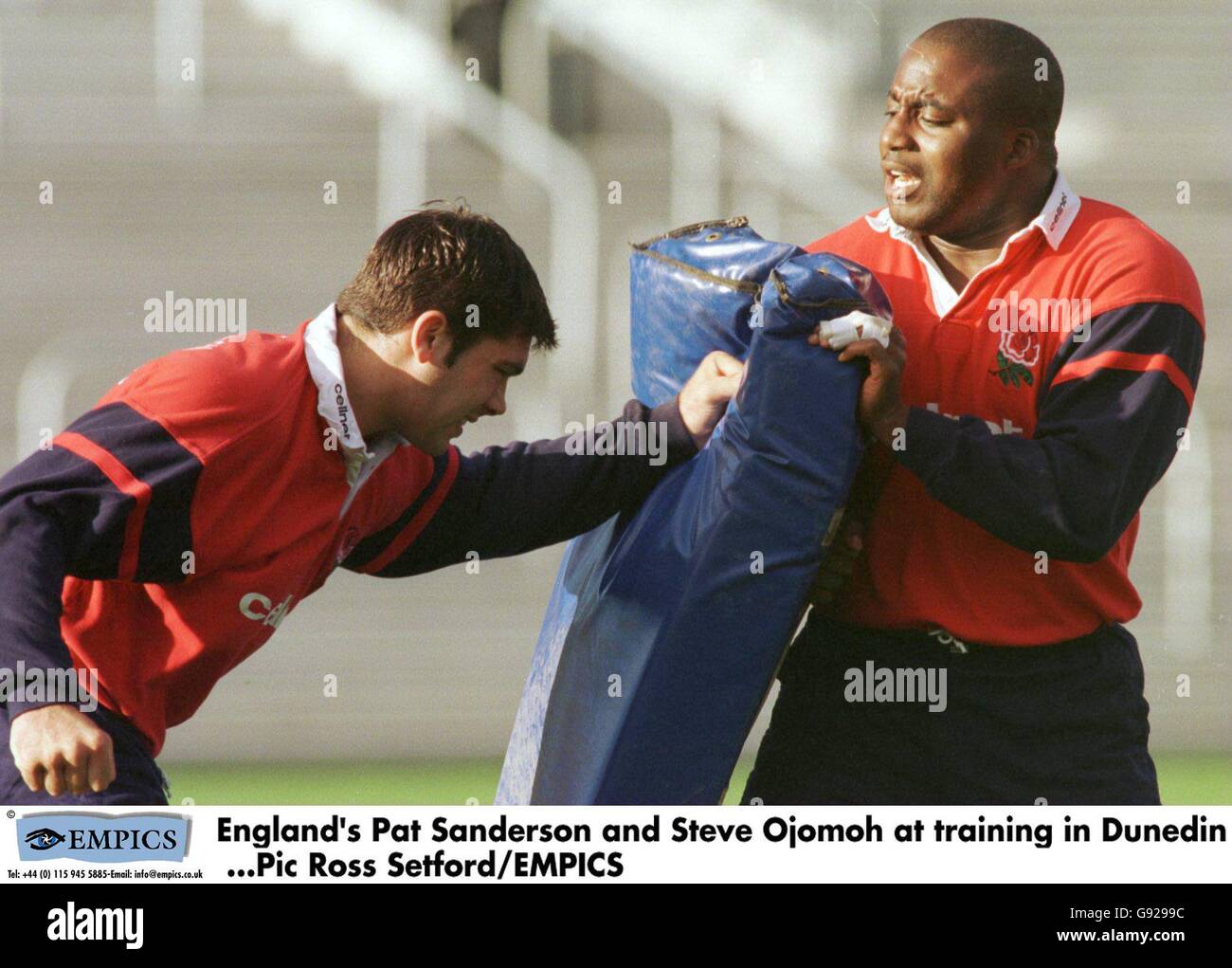 England's Pat Sanderson and Steve Ojomoh at training in Dunedin Stock ...