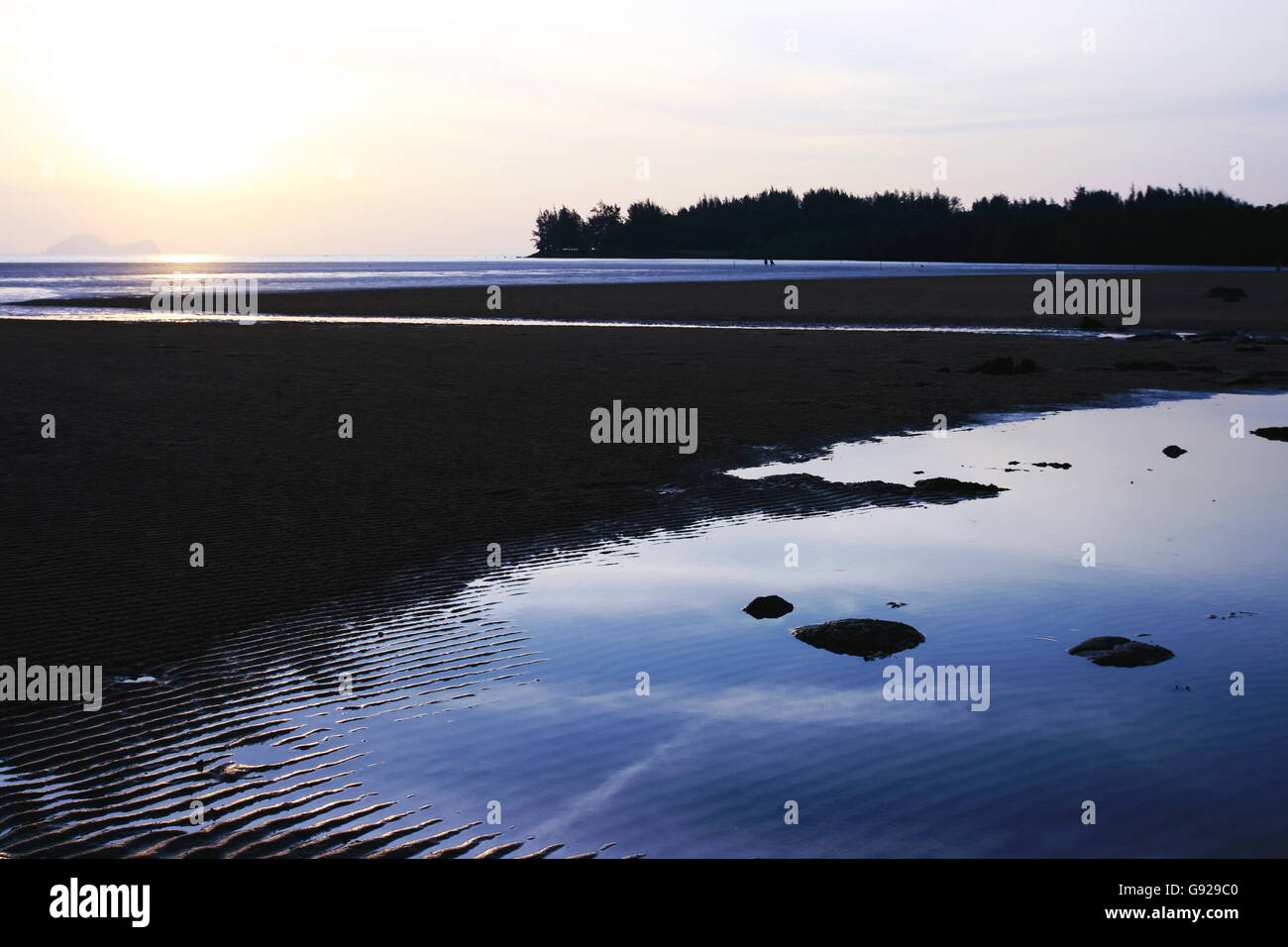 Mysterious view of beach Landscape at dusk Stock Photo - Alamy