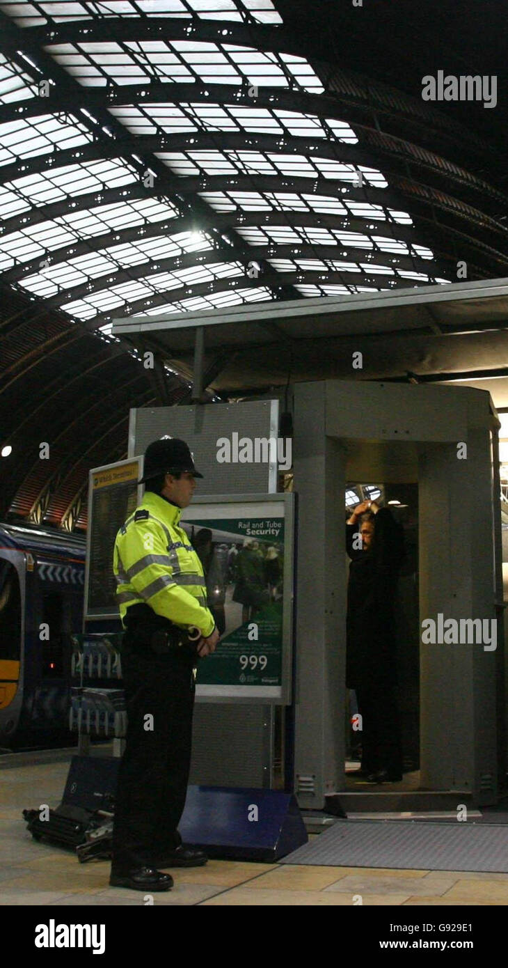 A volunteer passes through the new Body Scanner installed in Paddington ...