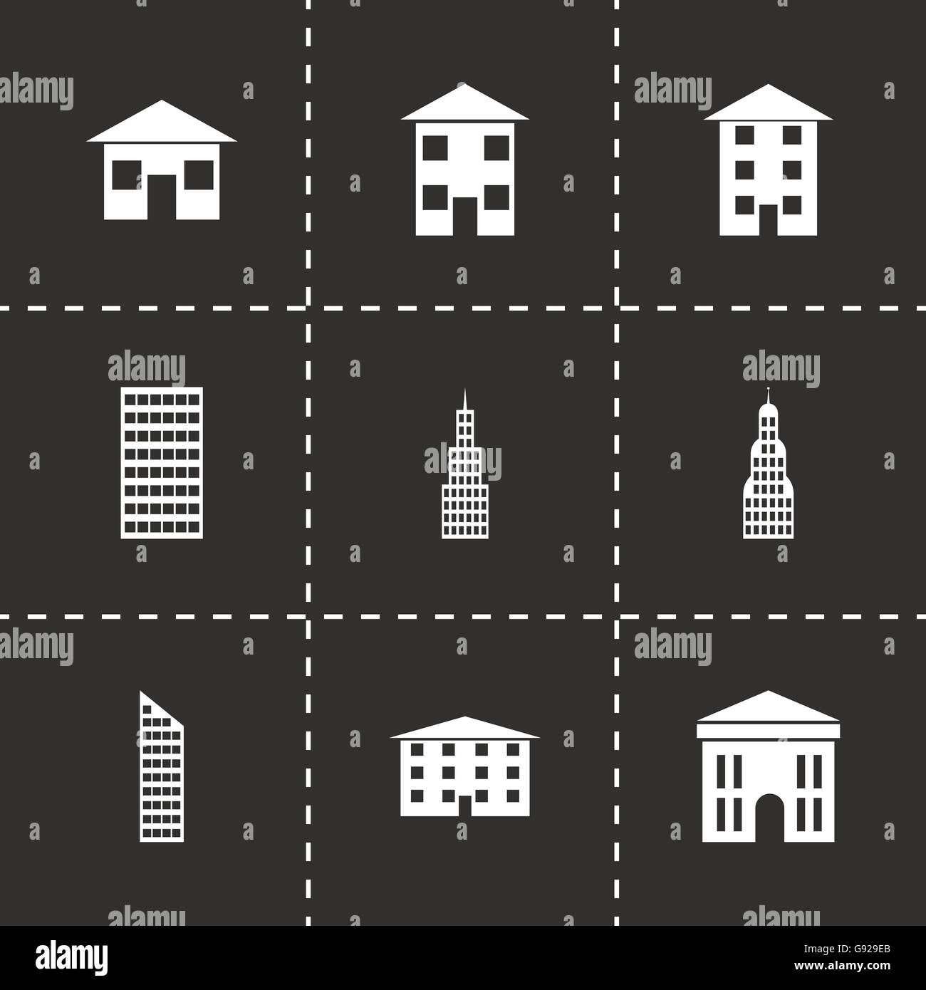 Vector black buildings icon set Stock Vector Image & Art - Alamy