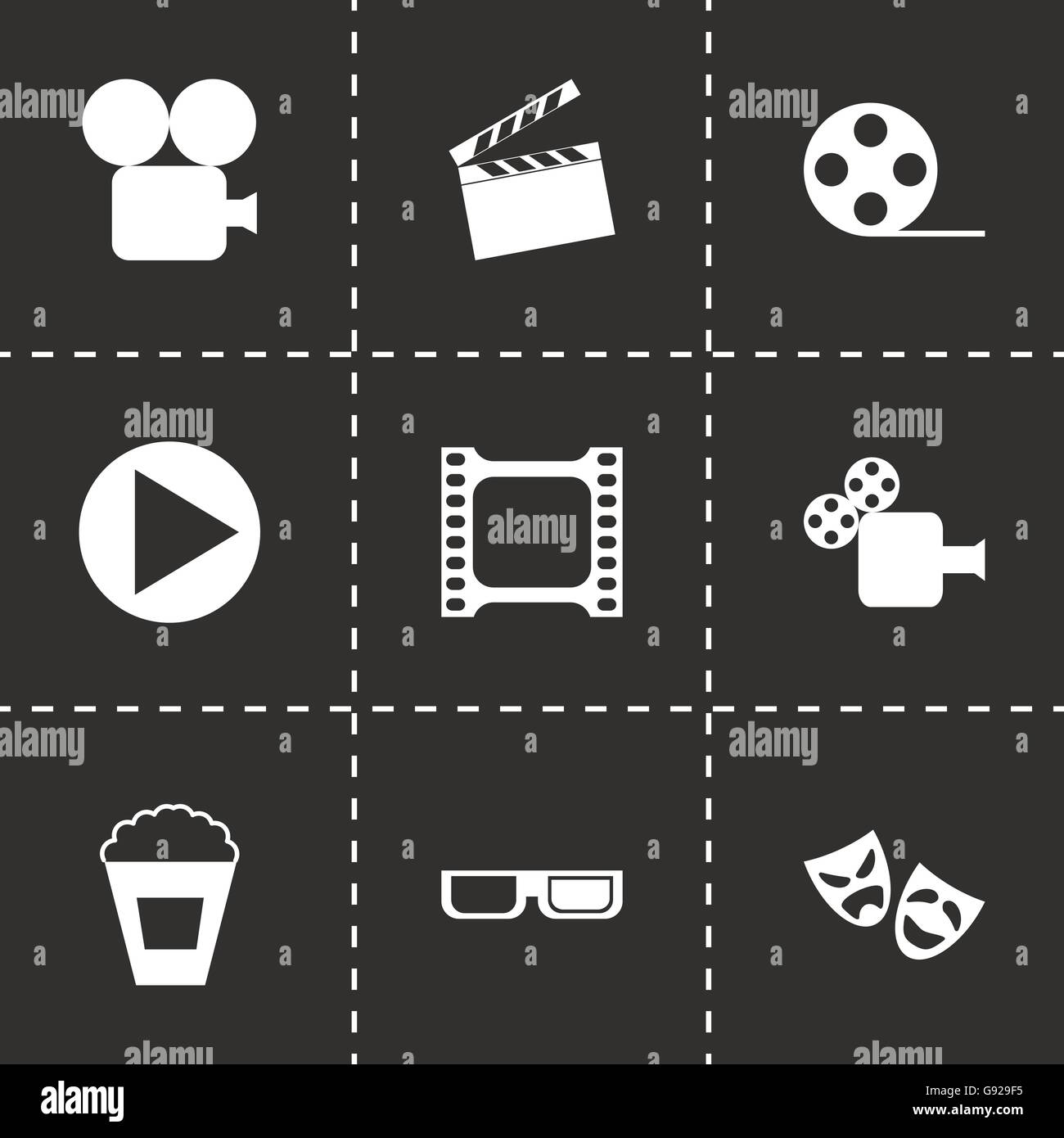 Vector black cinema icon set Stock Vector Image & Art - Alamy