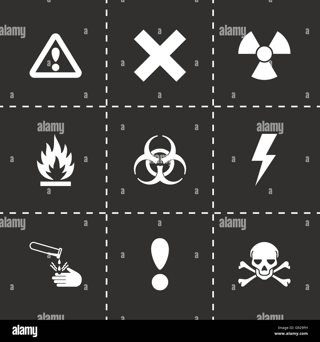 Vector black danger icon set Stock Vector Image & Art - Alamy