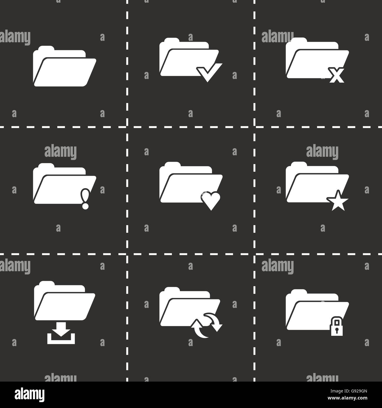 Vector black folder icon set Stock Vector Image & Art - Alamy
