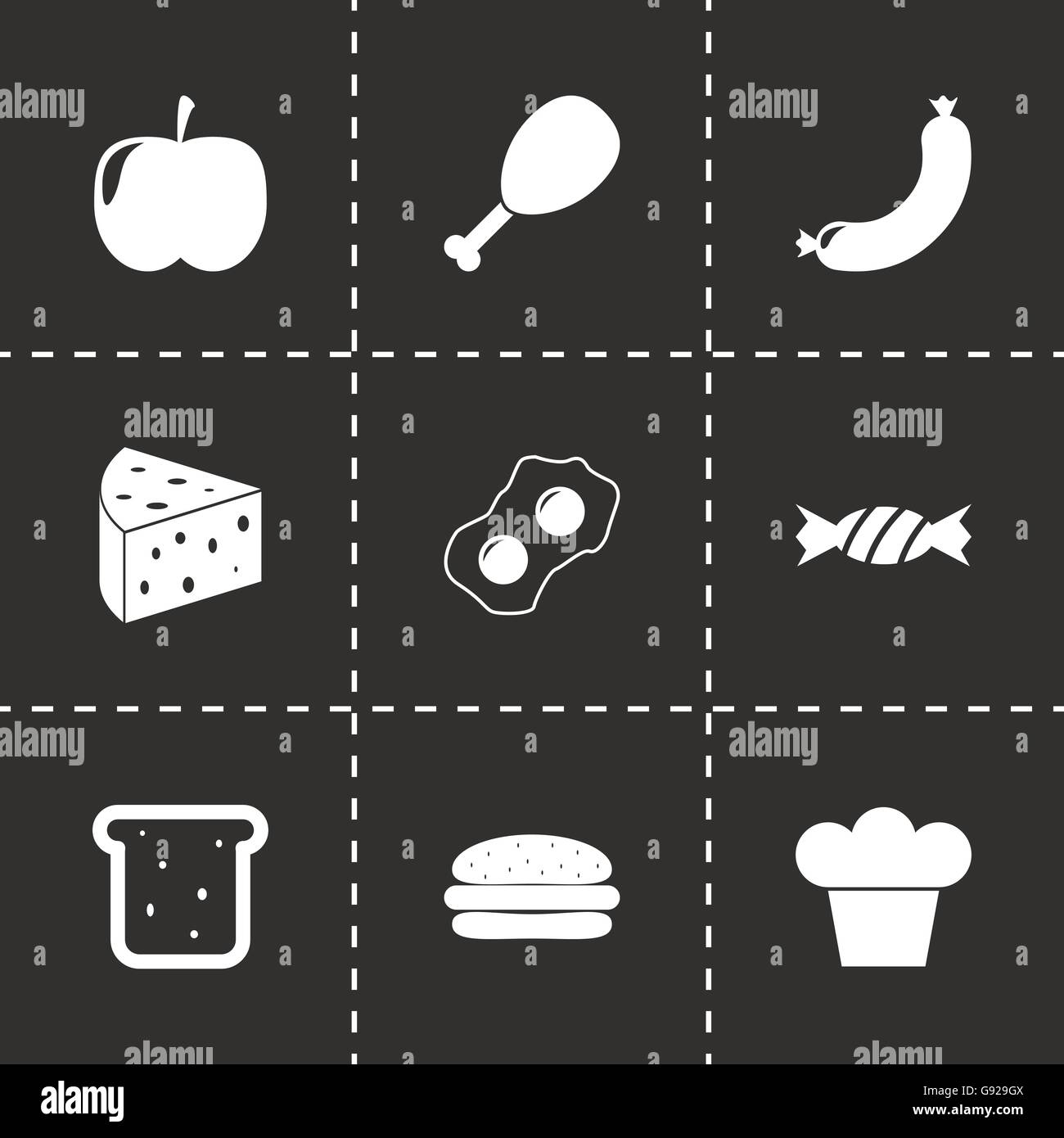 Vector black food icon set Stock Vector Image & Art - Alamy