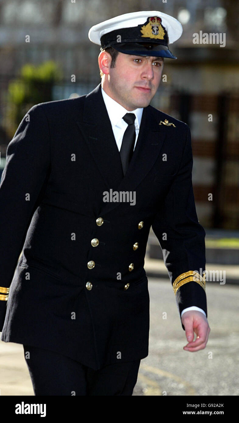 Royal navy captain robert tarrant leaves hms nelson in portsmouth hi ...
