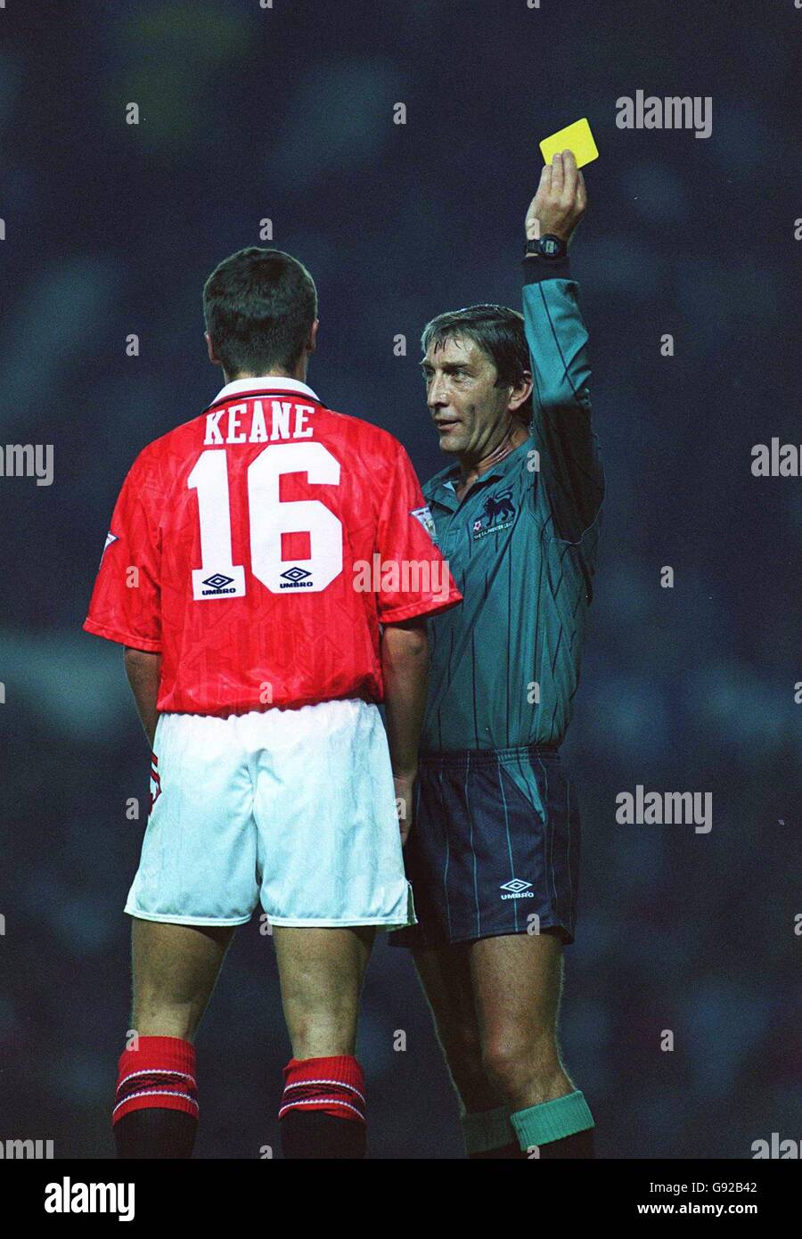 Manchester united booked by referee gerald ashby hi-res stock ...